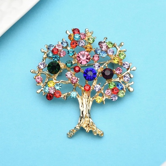 Jewelry | Golden Rainbow Tree Brooch Pin | Poshmark